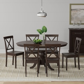 7-Piece Dining Set, Oval Butterfly Leaf Table and X-Back Chairs - Bed ...