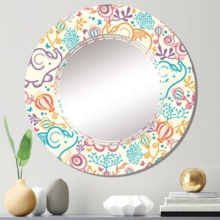 Designart 'Black And Blue Yellow And Purple Elephants' Printed ...