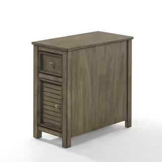 Dane 24 Inch Side End Table, Shutter Style Door Cabinet, Warm Gray ...