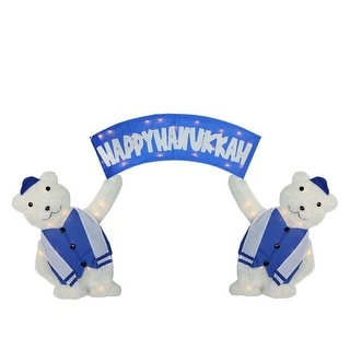 60" Lighted Polar Bears with "Happy Hanukkah" Sign Christmas Yard Art ...