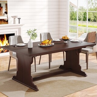 63-Inch Dining Table for 4-6, Walnut Dinner Table for Living Room ...