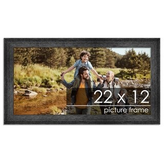 22x12 Distressed/Aged Black Complete Wood Picture Frame with UV Acrylic ...
