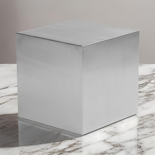 Brioni 20 Inch Tall Side End Table, Square Top, Brushed Silver Metal ...