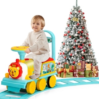 6V Electric Kids Ride On Train Motorized Train Toy w/ Track & 6 Wheels ...
