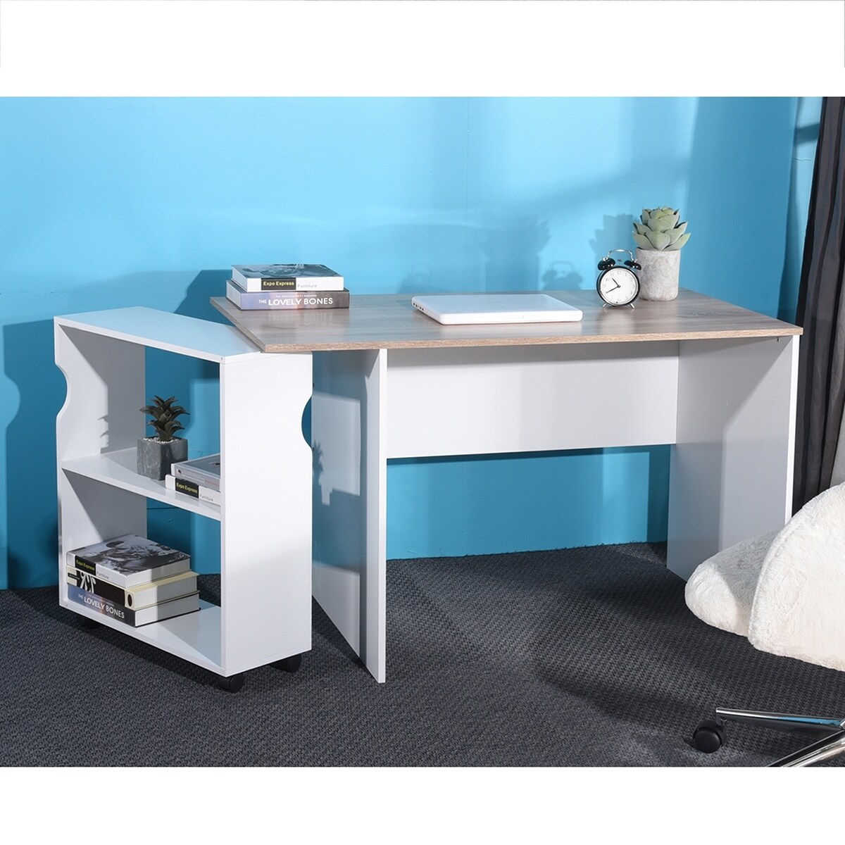 Modern L-Shaped Writing Desk with movable bookshelf - Bed Bath & Beyond ...