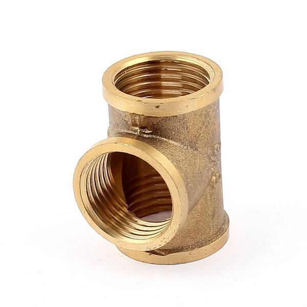 Block Brass 1/2" NPT Female Thread T Shape Equal Tee Connector Adapter ...