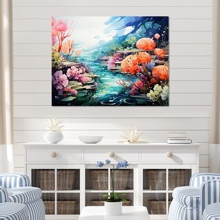 Designart "Realistic Underwater Coral Garden III" Coral Wall Art Pink ...