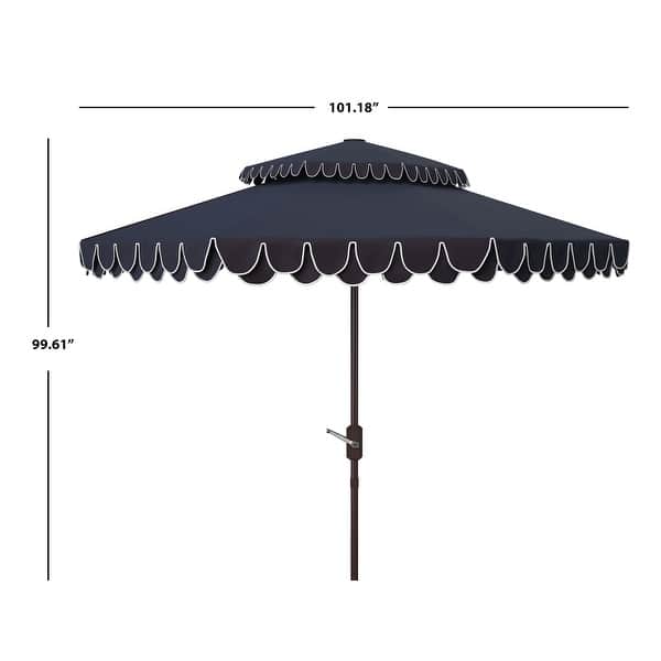 SAFAVIEH 9ft Outdoor Patio Umbrella, Double Top with Valance - UV ...