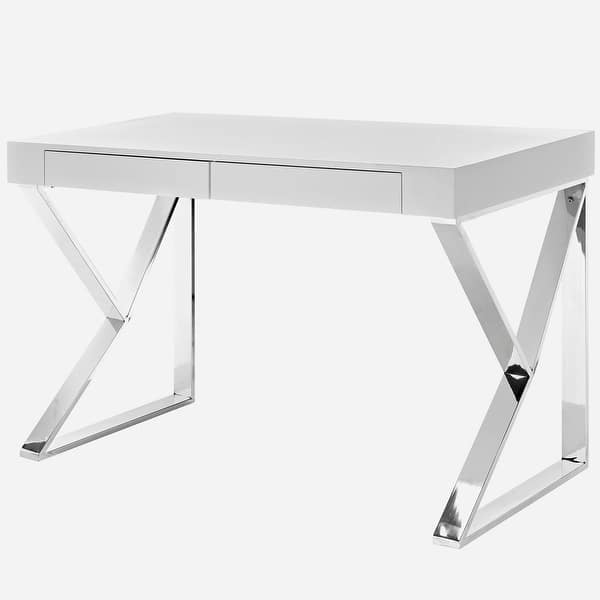 Owen Modern White High Gloss Home Office Computer Writing Desk with ...