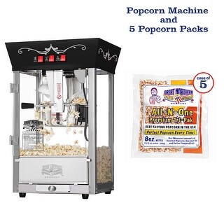Matinee Countertop Popcorn Machine and 5 All-In-One Popcorn Packs by ...