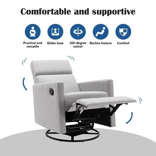 Multi-function Recliner Chair Gray Nap Chair Nursery Chair Swivel ...