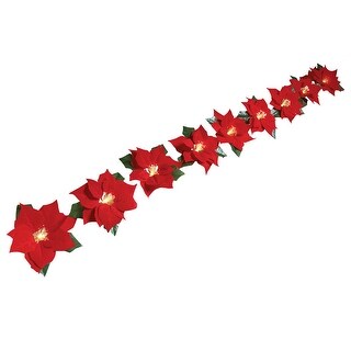 Solar Powered Fiber Optic Poinsettia Blossoms Light String - 125 x 9 x ...
