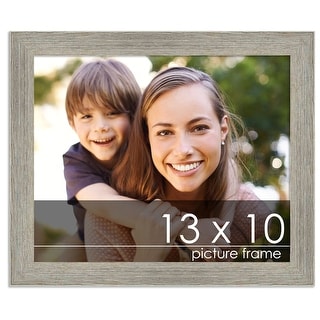13x10 Distressed/Aged Contrast Grey Complete Wood Picture Frame with UV ...