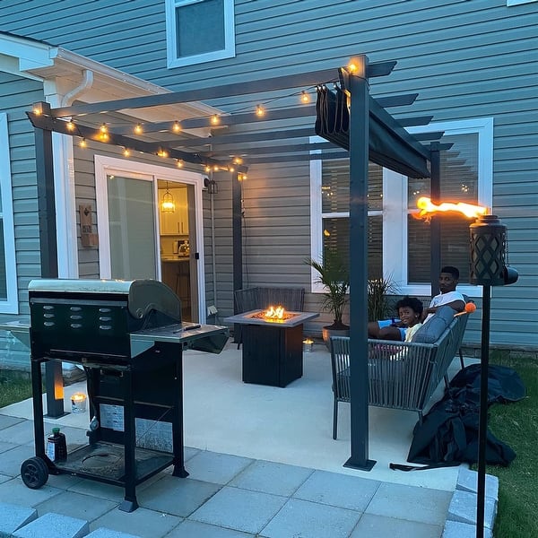 PURPLE LEAF Gazebo Outdoor Retractable Modern Yard Metal Grape Trellis ...