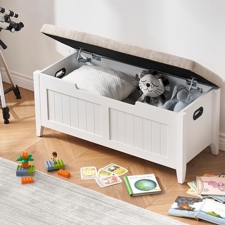 Storage Chest Bench,Upholstered Storage Trunk with 2 Safety Hinges ...
