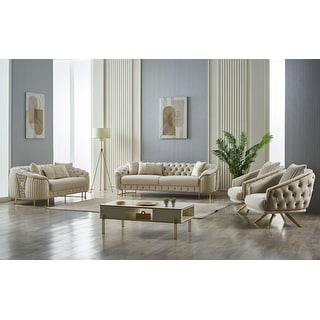 Lucci 4-Pieces One Sofa One Loveseat Two Chair Living Room Set, Metal ...