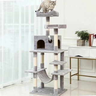 Multi-level 63.8 inches Cat Tree with Sisal-covered Scratching Slope ...