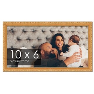 10x6 Traditional Gold Complete Wood Picture Frame with UV Acrylic, Foam ...