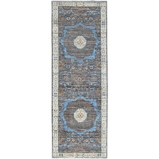 Shahbanu Rugs Delray Gray Pure Wool Hand Knotted 14th Century Mamluk ...