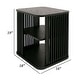 19-Inch Side Table with 3 Shelves Modern Vertical Slats and Black Ash ...