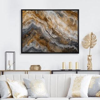 Designart "Gold And Grey A Marble Effect Iii" Abstract Marble Framed ...