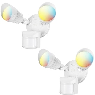 2-Pack 3CCT 2-Head Adjustable LED Security Light, Motion Sensor Flood ...