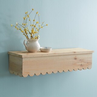Natural Wood Scalloped Floating Shelf - 24½''W x 6''D x 5½''H - Bed ...