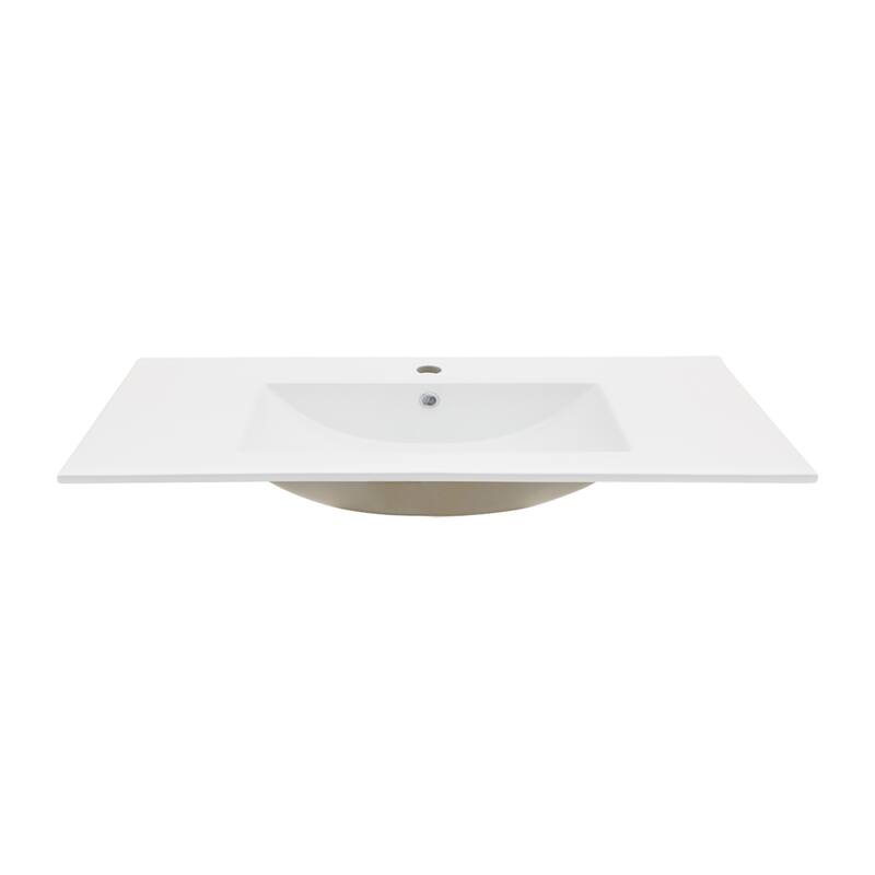 Ceramic Rectangular Single Vanity Top with 3 Faucet Hole and Overflow ...