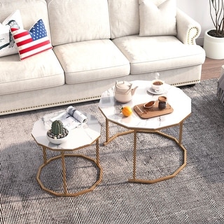 12-gon Shape Artificial Marble Coffee Table End table Nesting Table - Bed Bath & Beyond - 37042370