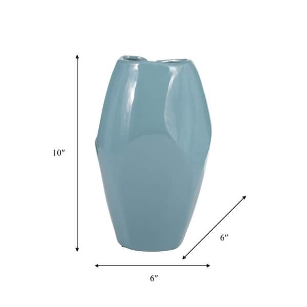 10" Ceramic Vase Abstract Blue Glass Vase Contemporary Decorative Table ...
