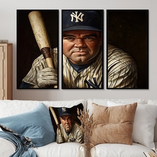 Designart - Baseball Player Portrait II - Sport Baseball Wall Art Set ...