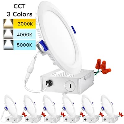 Luxrite 6 Inch LED Recessed Light with J-Box, Color Temperature ...