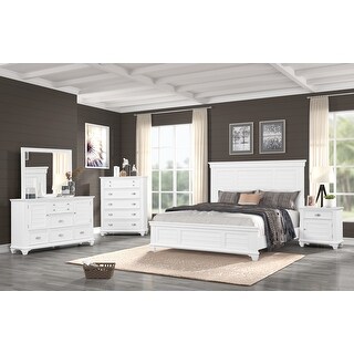 New Classic Furniture Brenton White 4-piece Bedroom Set with Nightstand ...