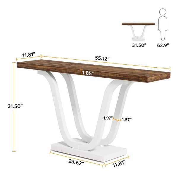 55 Inch Console Table for Entryway, All Wood Sofa Table for Living Room ...