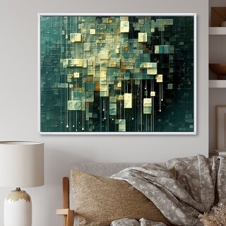 Designart "Continuation and Departure Retro Gold And Teal I" Abstract ...