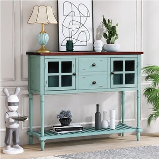Antique blue console table solid wood side table rectangle top table ...