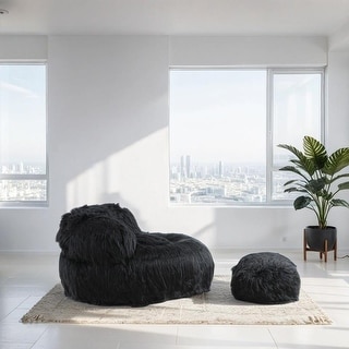 Modern Bean Bag Chair Faux fur Lazy Sofa, Footstool Durable Comfort ...