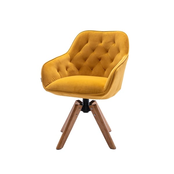 No Wheels Swivel Office Chair with Solid Wood Legs Desk Chair - Bed ...