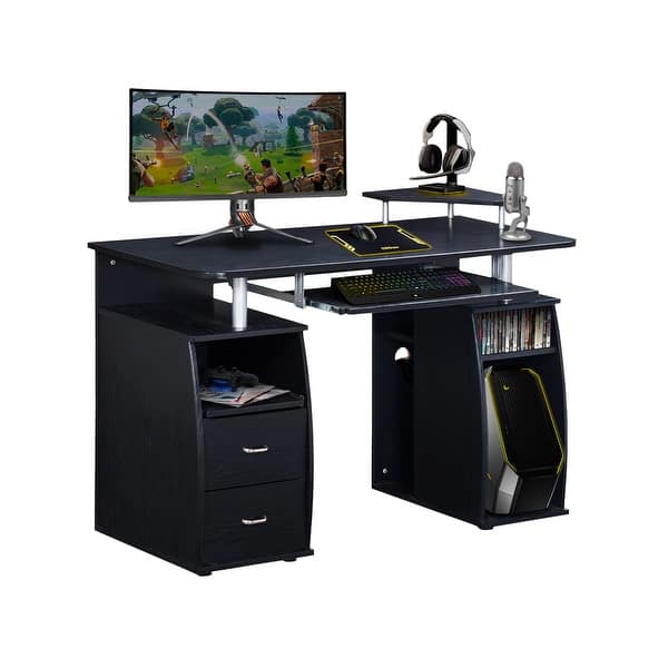 Computer Workstation Desk W/ CPU compartment & Pull Out Keyboard Tray ...