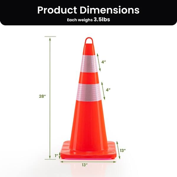 Costway 12 Pack Traffic Safety Cones 28''PVC Orange Cones W/ - See ...