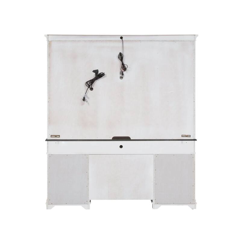 Allyson Park Wirebrushed White Credenza & Hutch - Overstock - 28611563