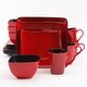 Square Dinnerware, Red, Set Of 16 - Bed Bath & Beyond - 37609320