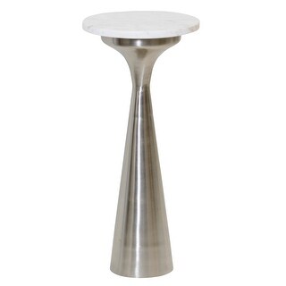 StyleCraft Round Drink Table - White Marble Top - Bed Bath & Beyond ...