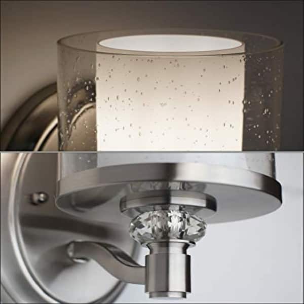 Modern nickel wall sconce with inner frosted glass and clear glass outer - Bed Bath & Beyond ...
