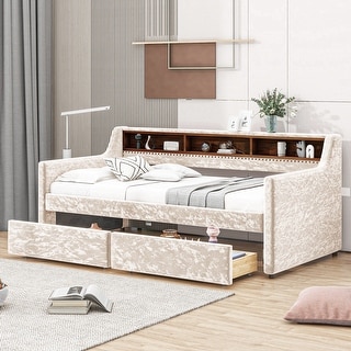 Velvet Snowflake Twin Daybed Frame with Wheels, Built-in Storage ...