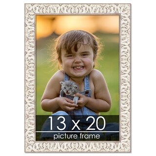 13x20 Ornate White Washed Complete Wood Picture Frame with UV Acrylic ...
