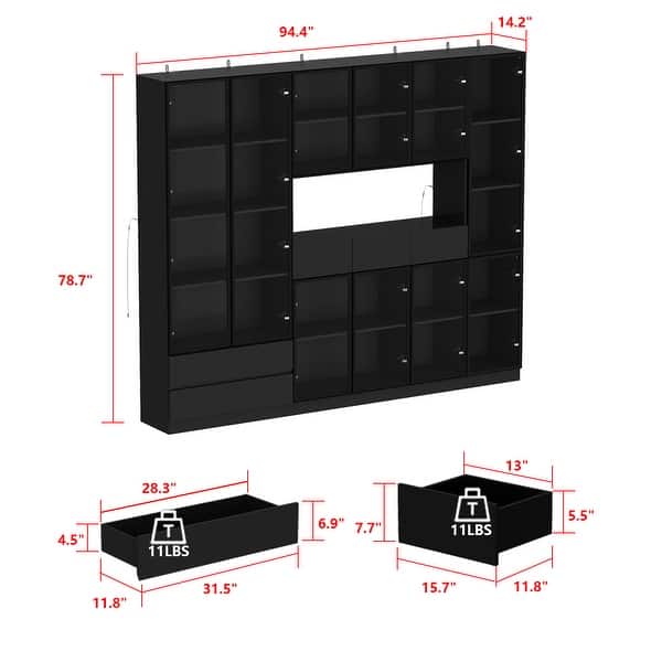 Tall Modular Display Storage Cabinet Bookcase w/Light Home Office - On ...