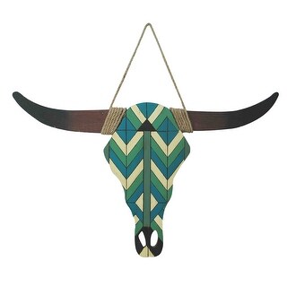 HiEnd Accents Turquoise and White Wooden Scull Wall Hanging - Bed Bath ...