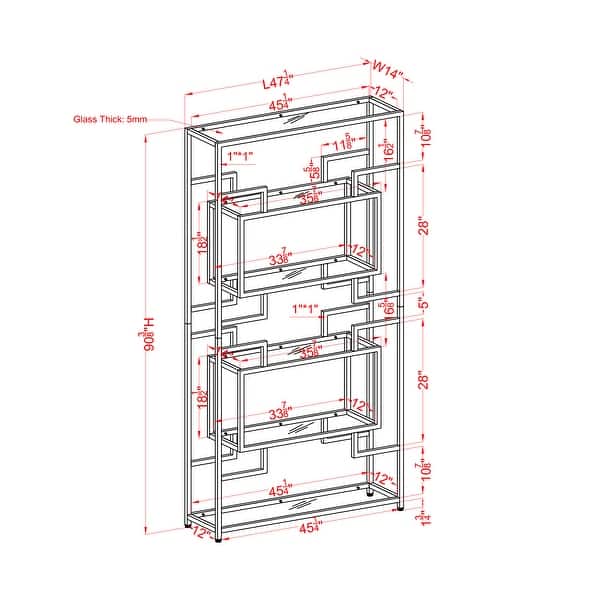 Collon Contemporary 5-Shelf Steel Display Bookcase by Furniture of ...