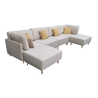 Cotton Linen Fabric Sectional Sofa Set Separable Couch Set with ...